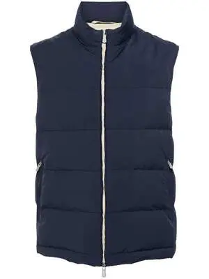 Eleventy Zip Quilted Gilet - Blue