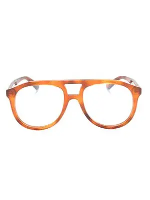 Gucci Logo-plaque Glasses - Brown