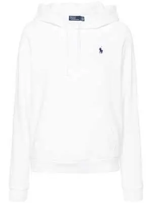 Polo Ralph Lauren Embroidered-logo Jersey Hoodie - White