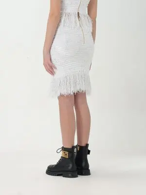 Balmain Button Detailed Fringe Skirt - White