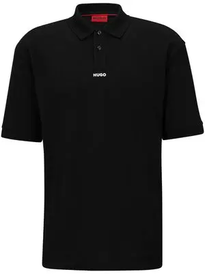 Hugo Logo-print Cotton Polo Shirt - Black