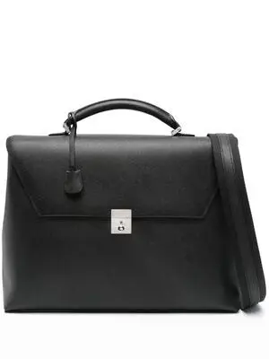 VALEXTRA Avietta Grained Leather Briefcase - Black