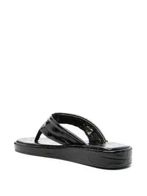 Coperni Crocodile-embossed Leather Flip Flops - Black