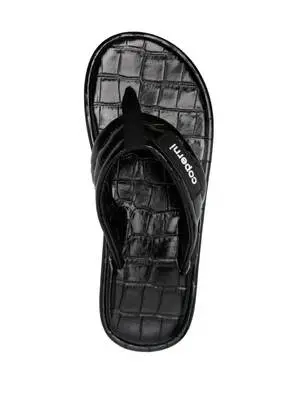 Coperni Crocodile-embossed Leather Flip Flops - Black