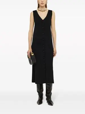 JIL SANDER V-neck Knitted Midi Dress