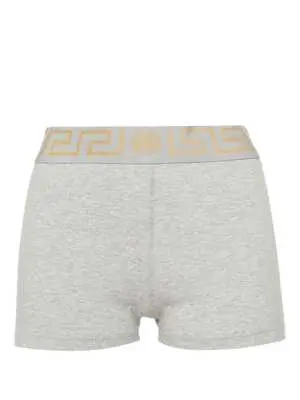 Versace Greca-waistband Cotton Boyshort - Grey
