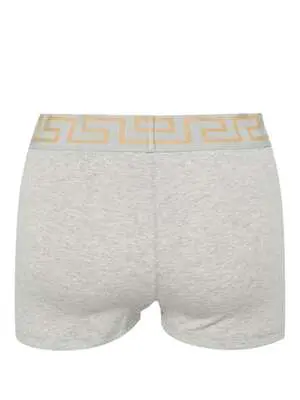 Versace Greca-waistband Cotton Boyshort - Grey