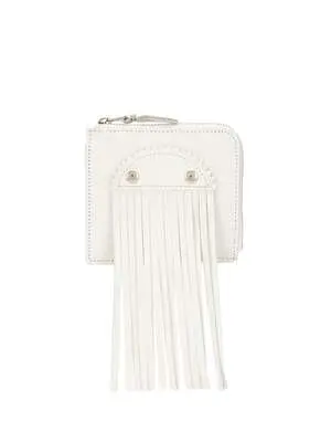 Comme Des Garçons Fringe-detail Leather Wallet - White