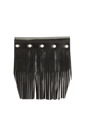 Comme Des Garçons Fringe-detail Leather Wallet - Black