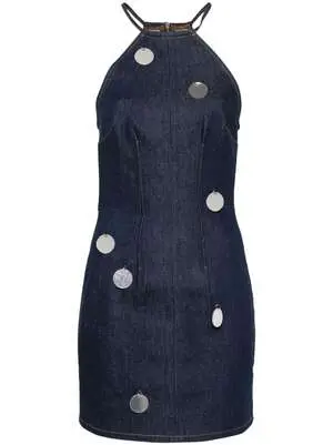 David Koma Mirror-detail Denim Mini Dress