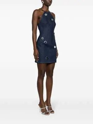 David Koma Mirror-detail Denim Mini Dress
