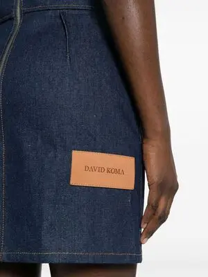 David Koma Mirror-detail Denim Mini Dress
