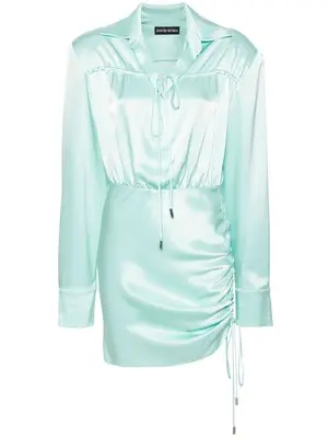David Koma Satin Shirt Dress With Gathered Detailing