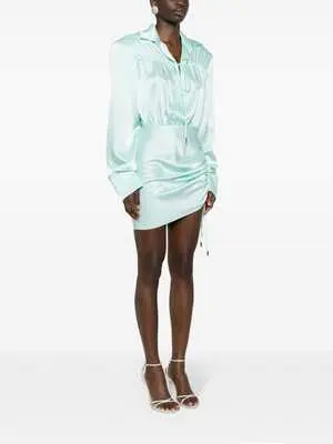 David Koma Satin Shirt Dress With Gathered Detailing