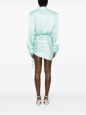 David Koma Satin Shirt Dress With Gathered Detailing