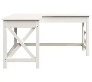 LAVISH HOME Computer Desk L-shaped Desk With X- Pattern Legs