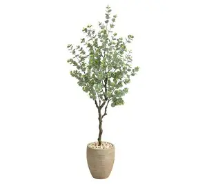NEARLY NATURAL 5' Eucalyptus Faux Tree In Sands Tone Planter - One-color