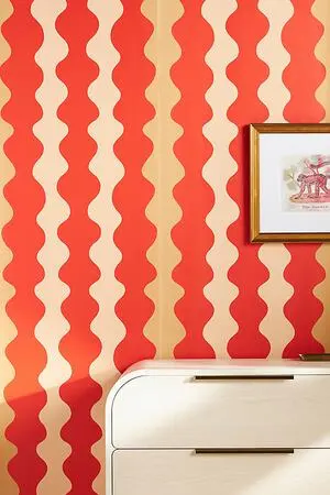 MITCHELL BLACK Low Frequency Geometric Wallpaper Tangerine