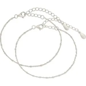 Sterling Forever Chloe Station Bracelets Set Of 2 - Silver