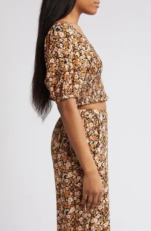 Rip Curl Sea Of Dreams Floral Smocked Crop Top
