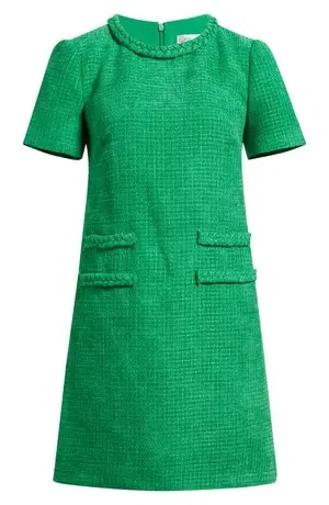 Eliza J Braid Detail Tweed Dress - Green | Editorialist