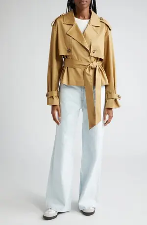 FAVORITE DAUGHTER The Charles Crop Trench Coat - Sand