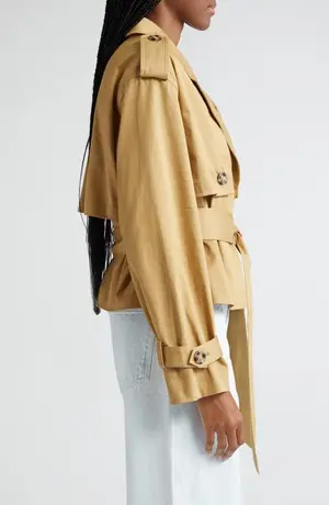 FAVORITE DAUGHTER The Charles Crop Trench Coat - Sand