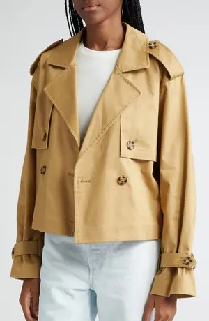 FAVORITE DAUGHTER The Charles Crop Trench Coat - Sand