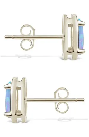 Sterling Forever Lab-created Opal Oval Stud Earrings - Silver