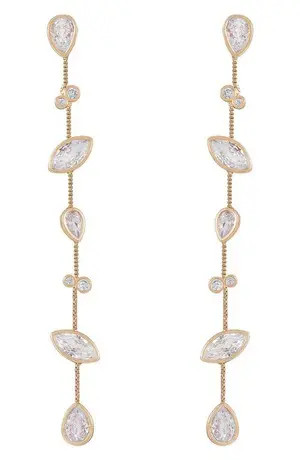 Ettika Crystal Linear Drop Earrings - Gold