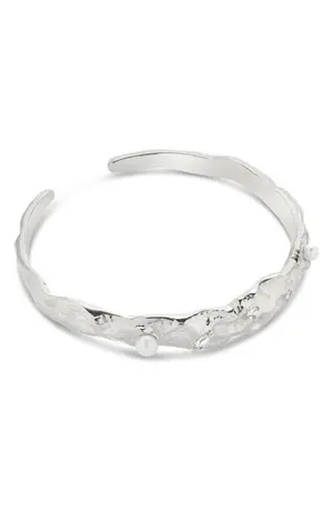 Sterling Forever Caspara Imitation Pearl Cuff Bracelet - Silver