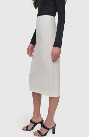 Dkny Pull-on Pencil Skirt - Ivory