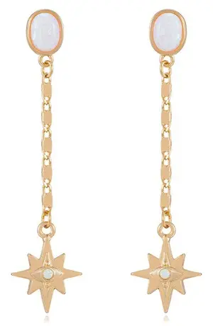 Ettika Star Linear Drop Earrings - Opal