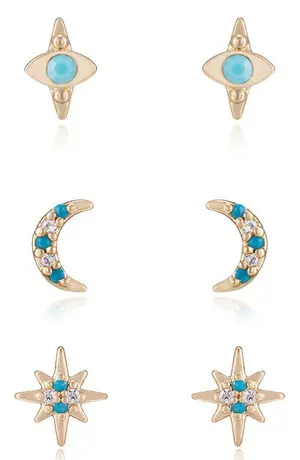 Ettika Celestial Stud Earring Set - Turquoise