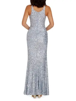 Dress The Population Iris Sequined Mermaid Gown - Platinum Multi