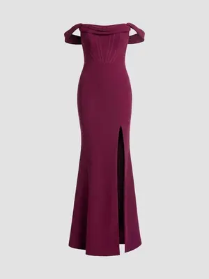 Dress The Population Melania Bustier Mermaid Gown - Dark Cherry