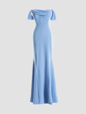 Dress The Population Melania Bustier Mermaid Gown - Sky