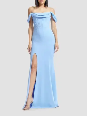 Dress The Population Melania Bustier Mermaid Gown - Sky