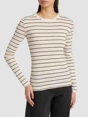 Vince Striped Cotton-blend Crewneck Long-sleeve T-shirt - Black Combo