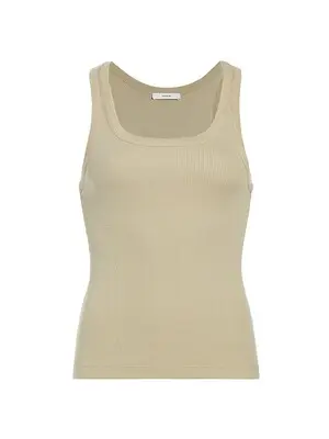 Vince Scoopneck Cotton-blend Tank Sepia
