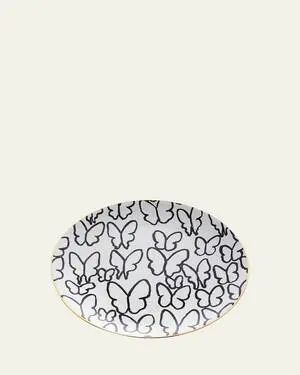 HUNT SLONEM Butterfly Dinner Plate With Gold Rim White - One-color