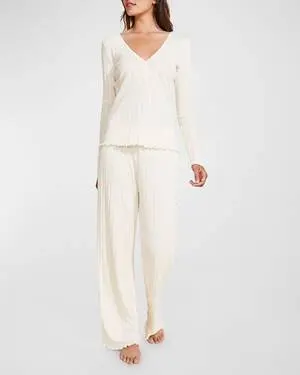 Eberjey Pointelle V-neck Henley Ivory