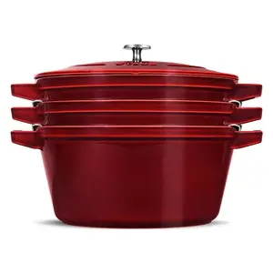 STAUB 4 Pc Stackable Enameled Cast Iron Set - Grenadine