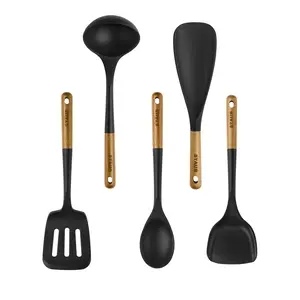 STAUB 5 Piece Silicone & Acacia Utensil Set