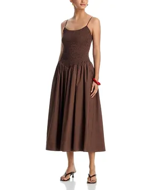 LUCY PARIS Hazel Smocked Dress - Chocolate
