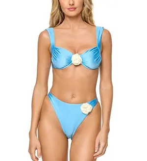 L*Space Stella Rosette Bikini Top Seaspray/cream