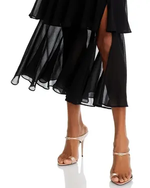 WAYF Hampton Tie Midi Dress - Black