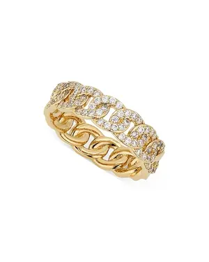 Nadri Twilight Pave Curb Chain Band Ring - Gold