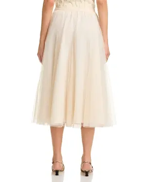 Aqua Tulle Midi Skirt