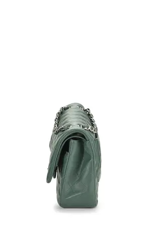 Chanel Quilted Lambskin Classic Double Flap Medium Shoulder Bag - Green